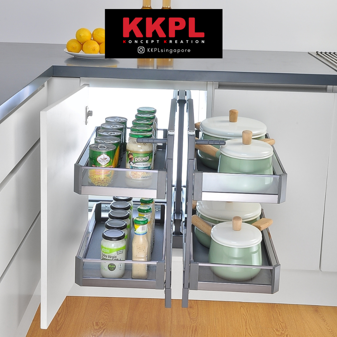 KKPL Kitchen Cabinet TCC Glass Panel Magic Corner – Koncept Kreation