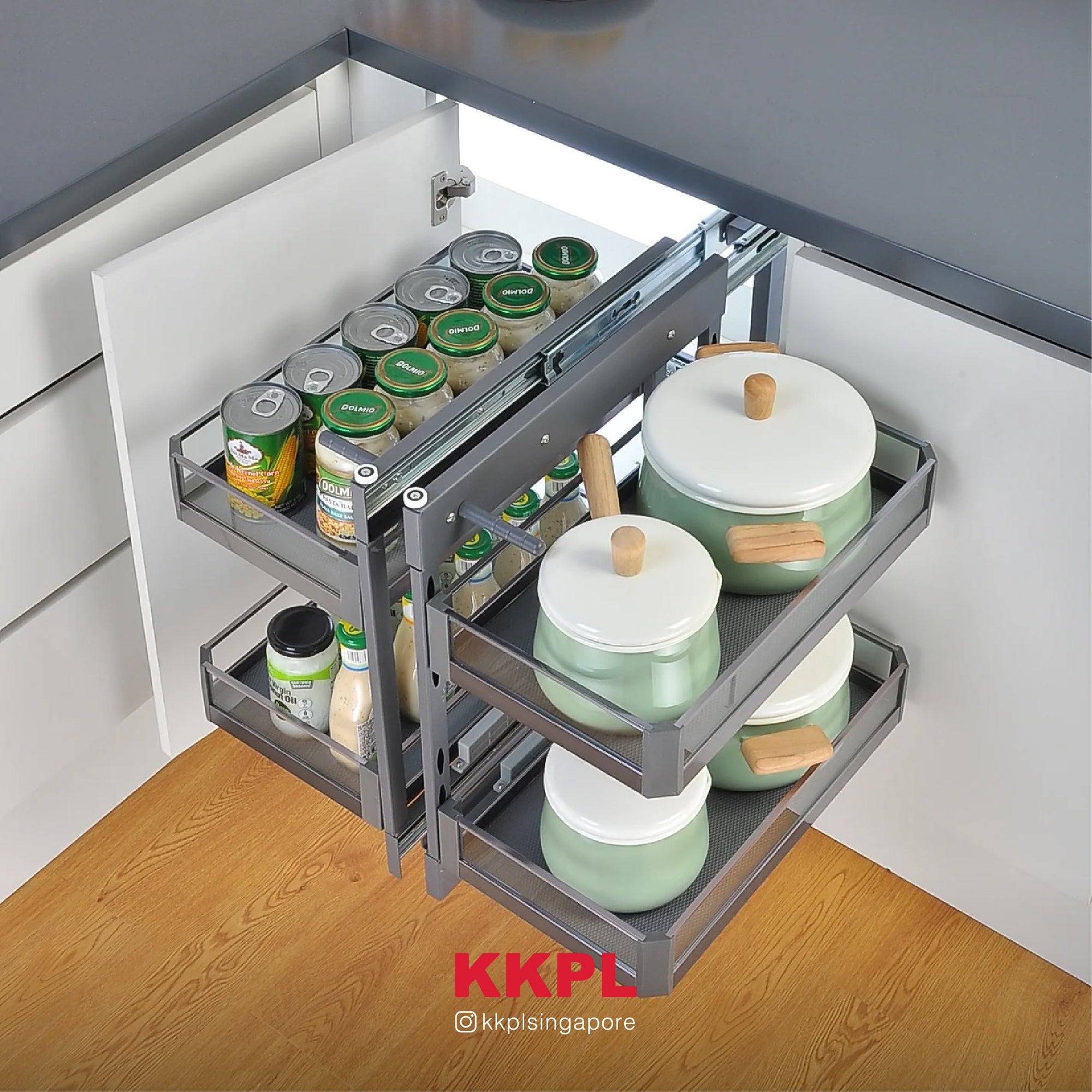 KKPL Kitchen Cabinet TCC Glass Panel Magic Corner – Koncept Kreation